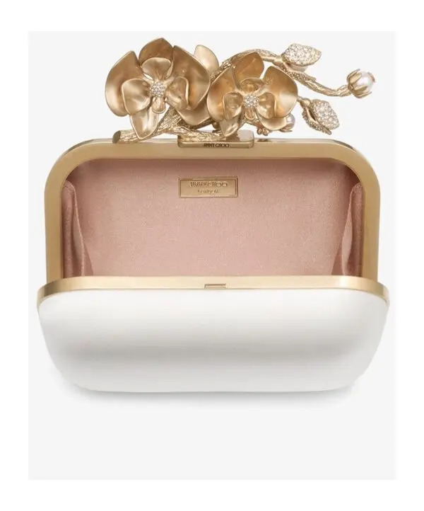 JIMMY CHOO Cloud Clutch With Floral Embellishment