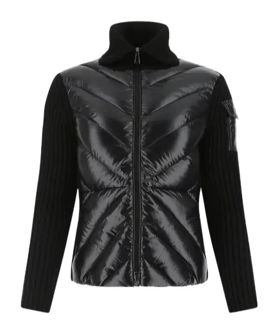 Moncler Long-sleeved Zip-up Knitwear - Black