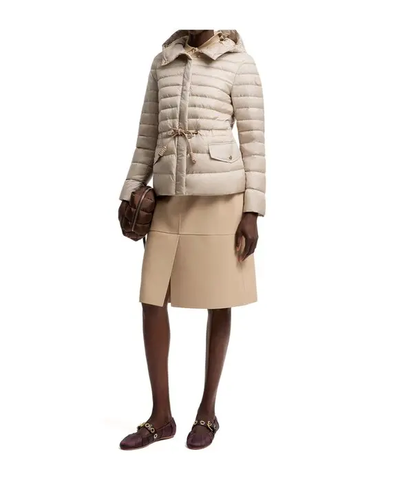 Moncler Raies Hooded Short Padded Jacket - Light Beige