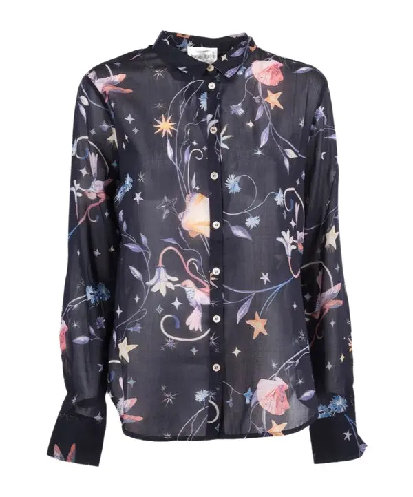 FORTE_FORTE Long Sleeve Printed Shirt - Black