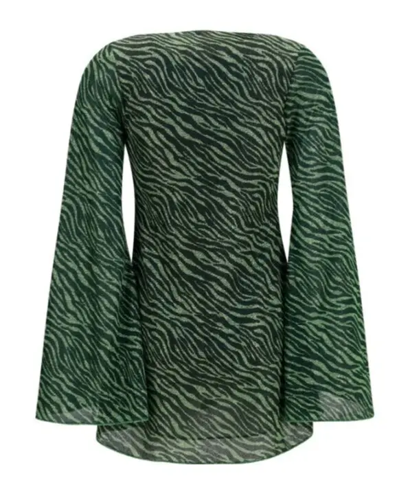 Oseree Zebra Print Deep V-neck Mini Dress