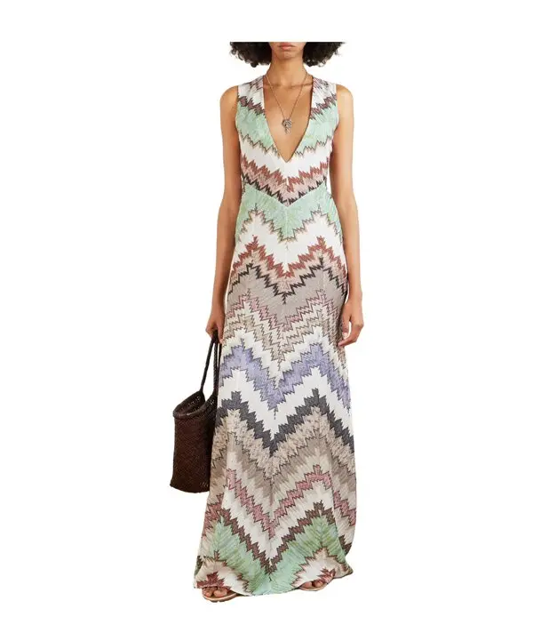 Missoni Striped Metallic Crochet-knit Maxi Dress