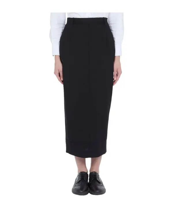 Thom Browne Hopsack Midi Pencil Skirt - Black