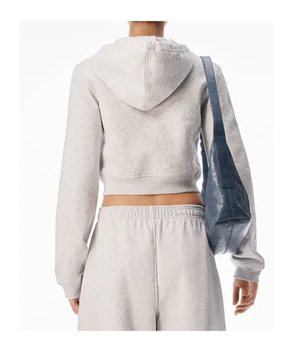 Alexander Wang Crystal Fitted Long Sleeve Zip Up