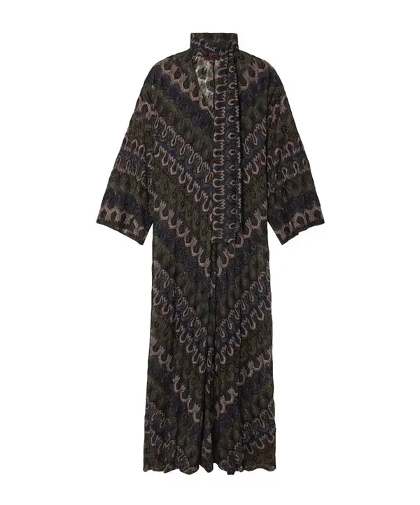 Missoni Tie-detailed Striped Metallic Crochet-knit Dress - Black