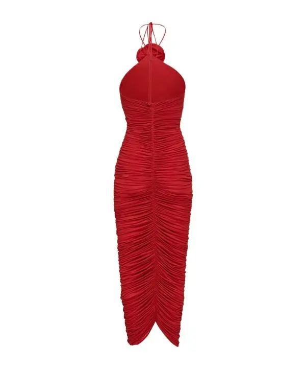 Magda Butrym Ruched Halterneck Flower Dress