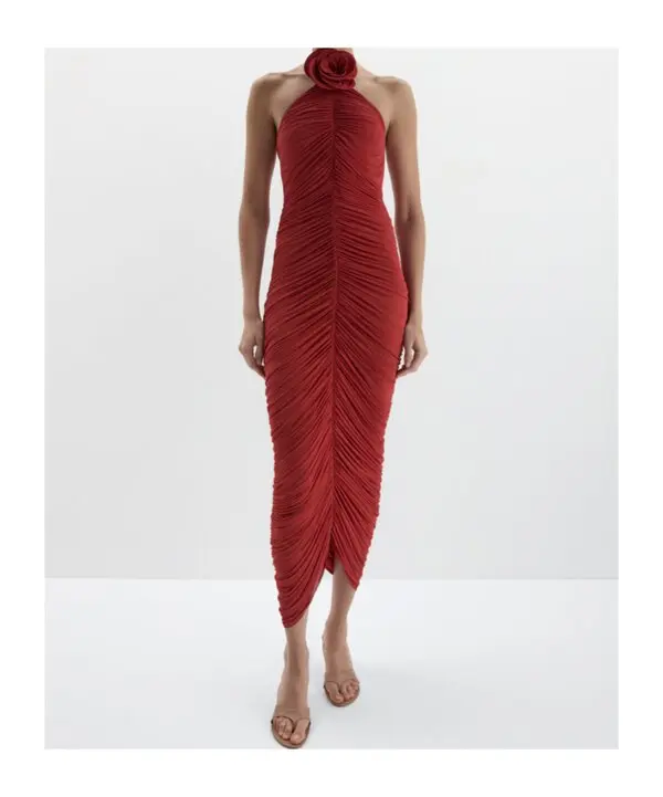 Magda Butrym Ruched Halterneck Flower Dress