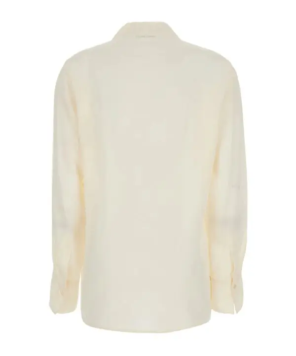 Victoria Beckham Silk Blouse With V-neck And Long Sleeves - White