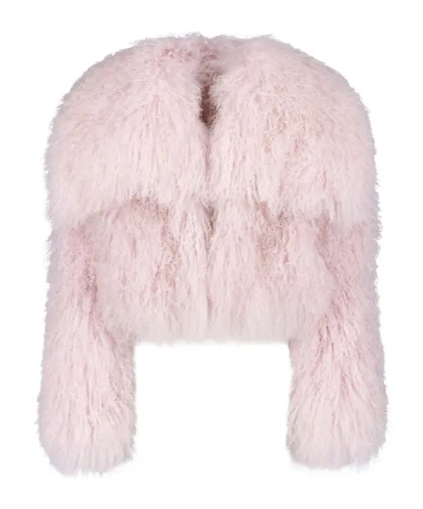 Attico Fur Bomber Coat - Pink