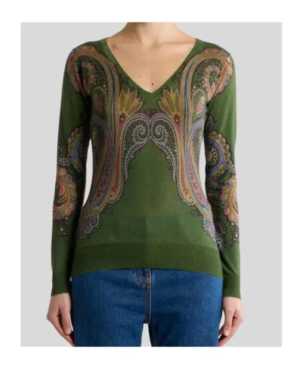 Etro Paisley Printed V-neck Jumper