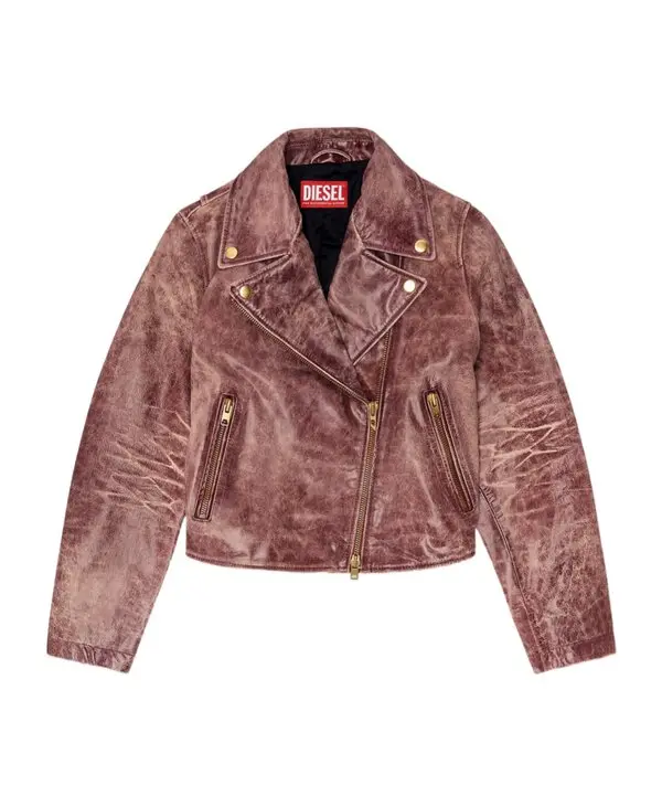 DIESEL® Lunatic Biker Leather Jacket - Brown