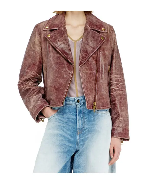 DIESEL® Lunatic Biker Leather Jacket - Brown