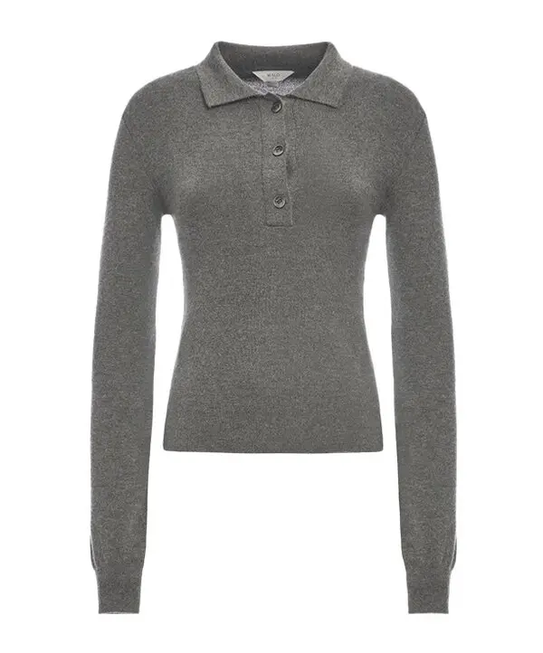 Malo Ribbed Polo In Cashmere Silk - Gray
