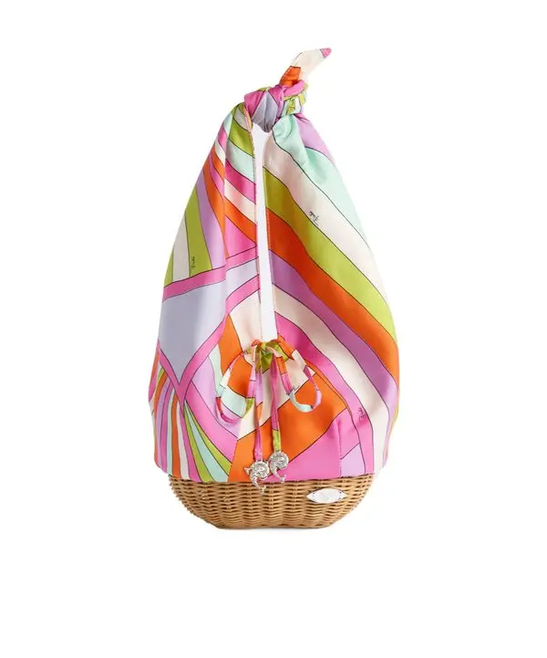 Emilio Pucci Picnic Iride-print Woven Bucket Bag - Multicolor