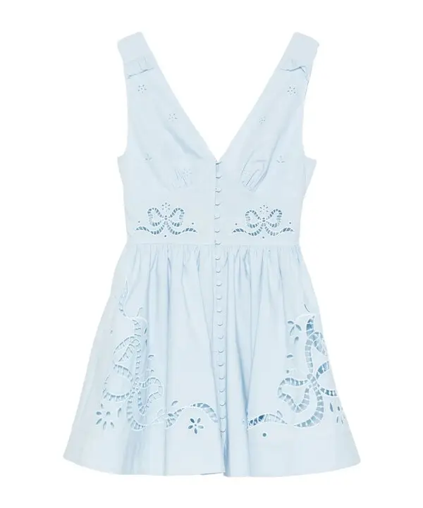 SELF-PORTRAIT Broderie Anglaise V-neck Mini Dress