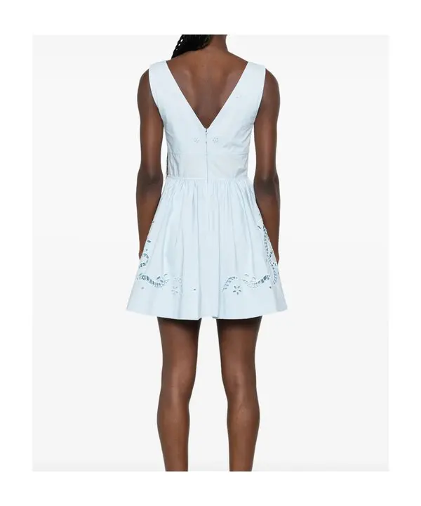 SELF-PORTRAIT Broderie Anglaise V-neck Mini Dress