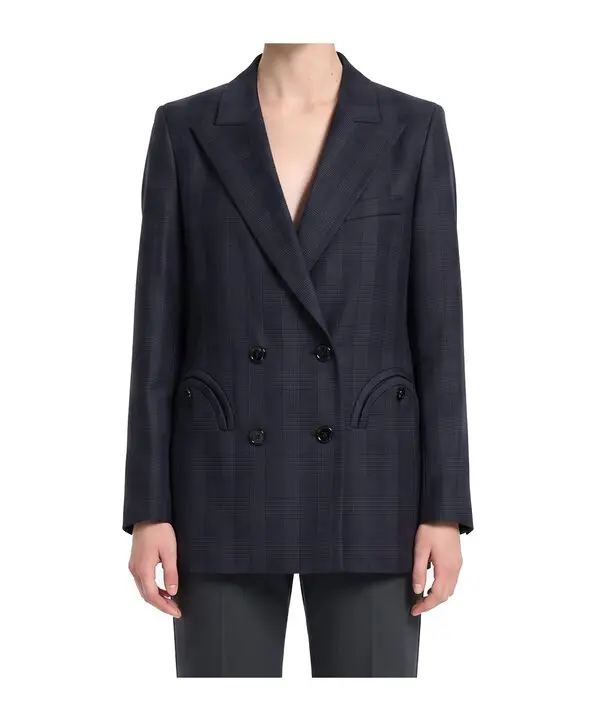 BLAZÉ MILANO Double-breasted Peak-lapel Blazer With Check Motif