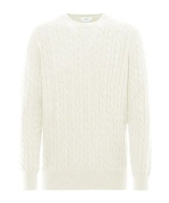 Malo Luxury Cashmere Crew Neck Sweater - White
