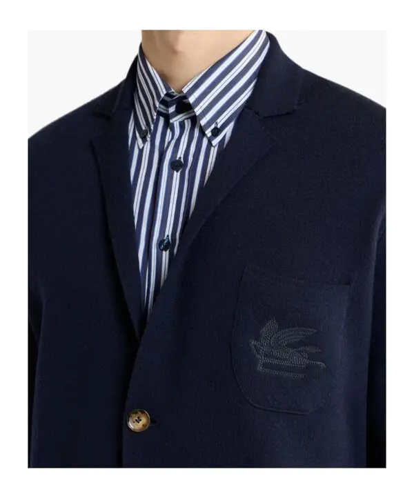 Etro Single-breasted Wool Jacket Embroidered-logo