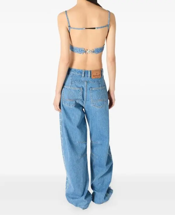 MARINE SERRE Cut Out Denim Halterneck Top