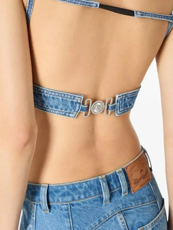MARINE SERRE Cut Out Denim Halterneck Top