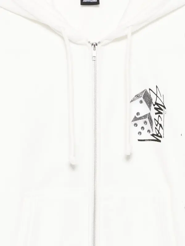 StÜssy Long Sleeve Hooded Sweatshirt With Graphic Print - Off White