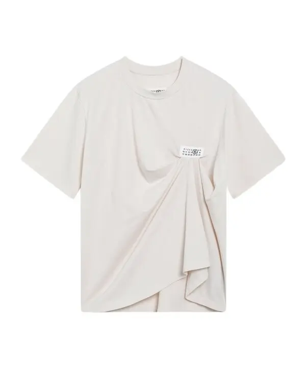 MAISON MARGIELA Numeric Logo Draped T-shirt - Ecru