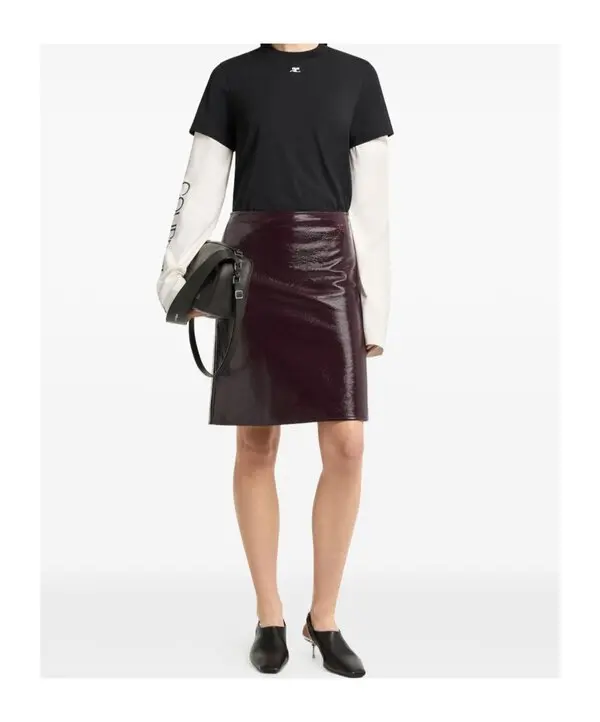 COURREGES Vinyl Logo-patch A-line Skirt