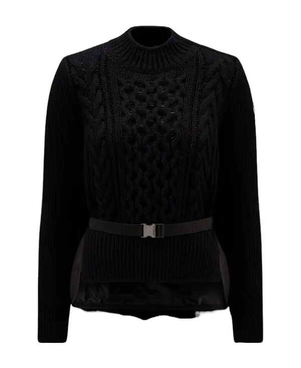 Moncler Belted Wool Jumper - Black
