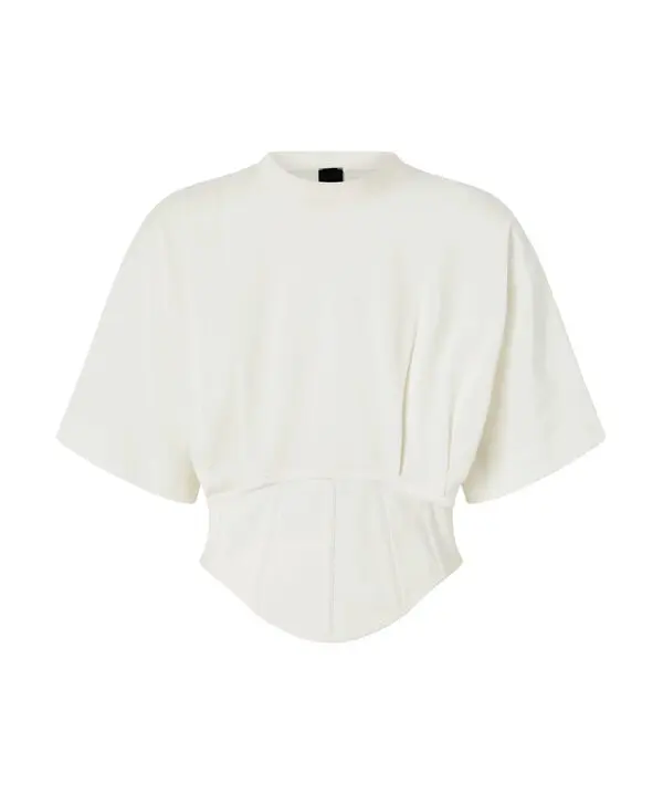 Pinko Short-sleeve T-shirt With Fitted Waist And Pleated Details - White