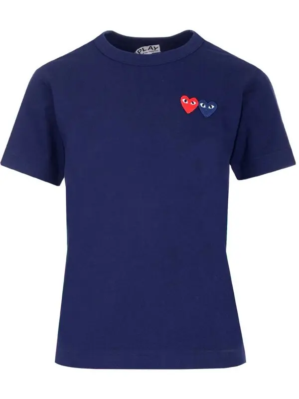 Play Comme Des Garcon Comme Des Garçons Play Double Heart Crewneck T-shirt - Blue