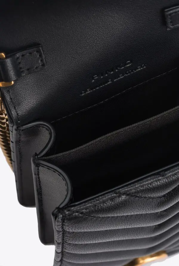 Pinko Love One Smartphone Bag With Quilted Herringbone Pattern And Diamond Cut Buckle