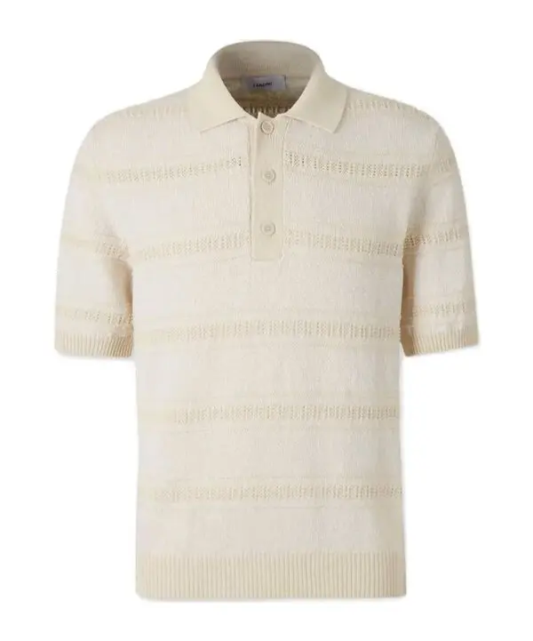 LARDINI Short Sleeve Knit Polo Shirt
