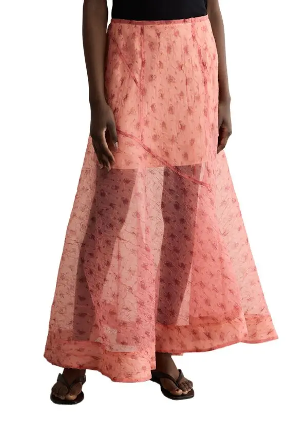 GANNI Skirt In Printed Shibori Organza - Pink