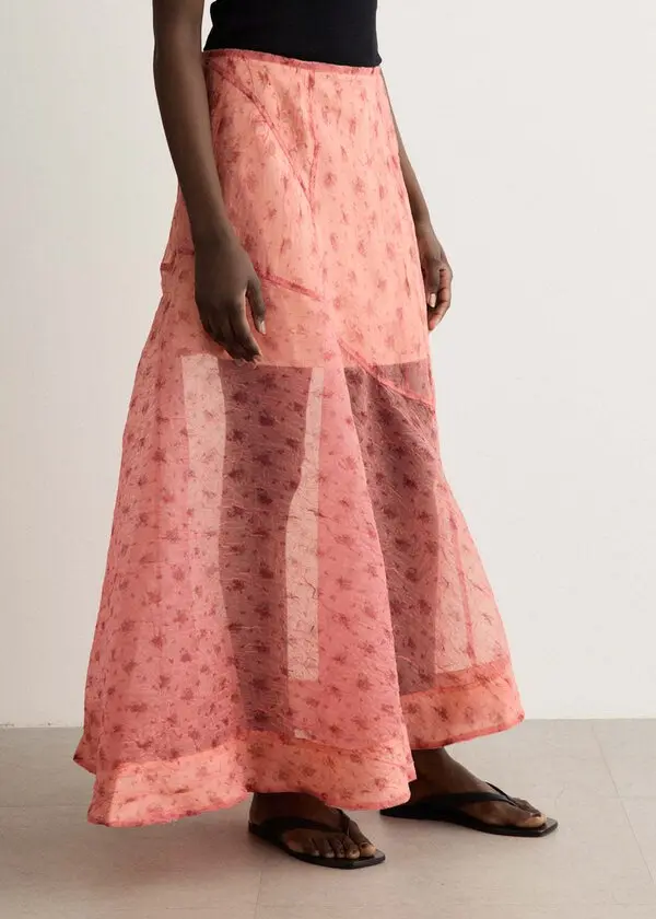 GANNI Shibori Organza Floral Skirt