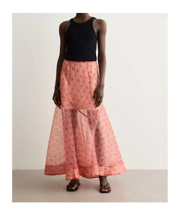 GANNI Shibori Organza Floral Skirt