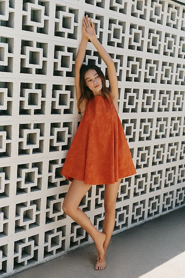 CELANDINE Sunna Open-back Cotton Dress - Copper