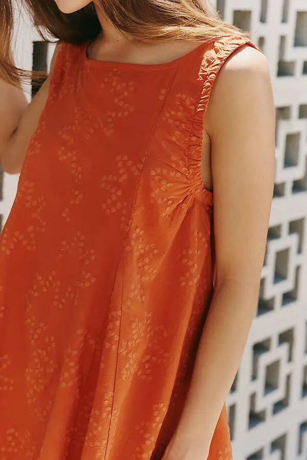 CELANDINE Sunna Open-back Cotton Dress - Copper