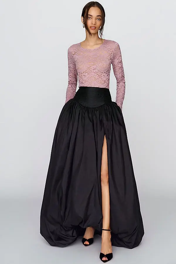 HUTCH Bubble-hem Maxi Skirt - Black