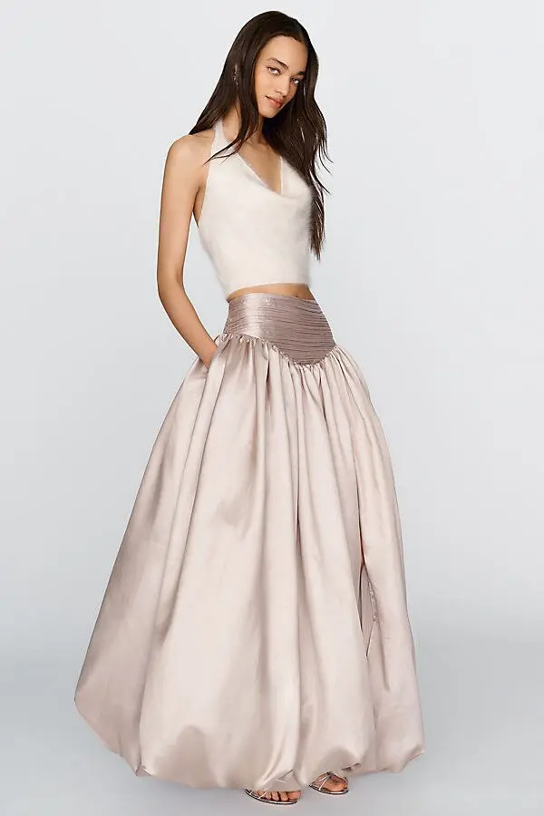HUTCH Bubble-hem Maxi Skirt - Neutral
