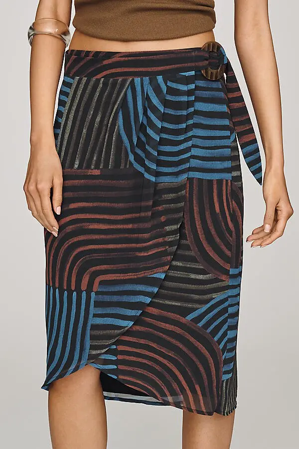 HUTCH Curved Brushstroke Midi Skirt