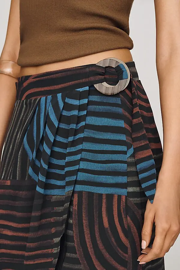 HUTCH Curved Brushstroke Midi Skirt