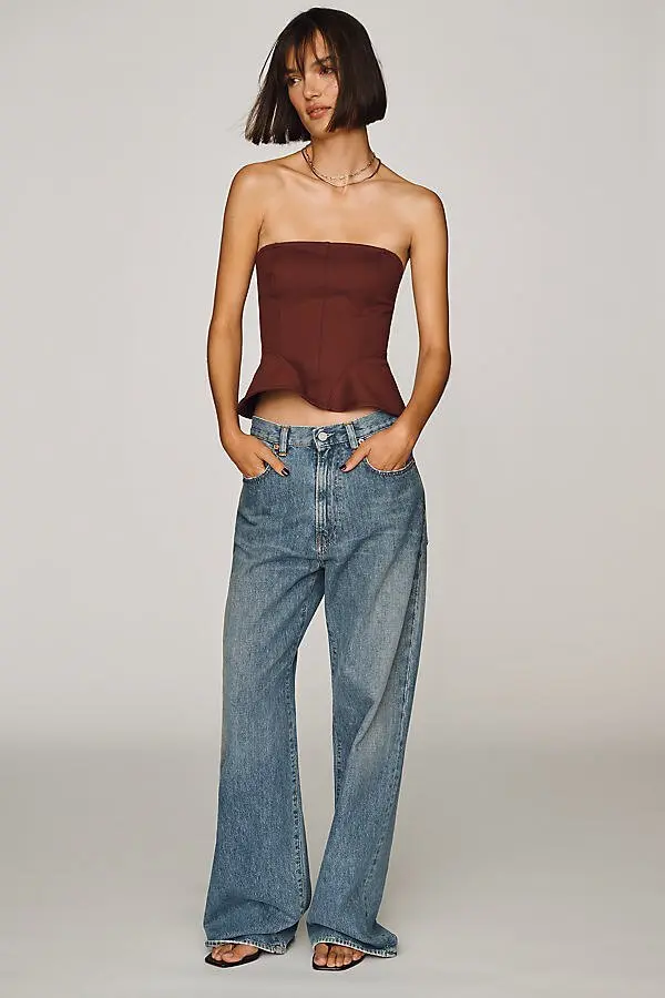 Maeve Peplum Tube Top - Cocoa Plum