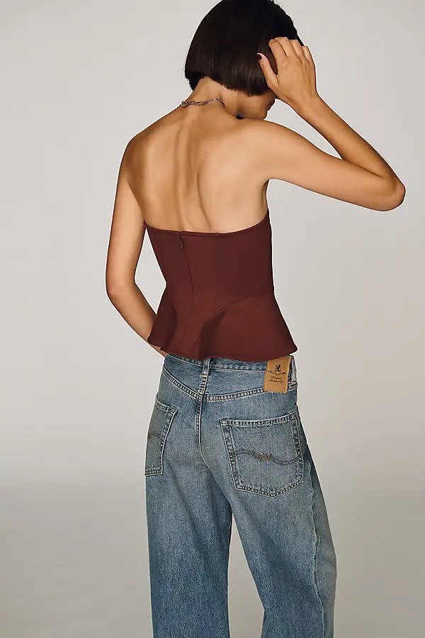 Maeve Peplum Tube Top - Cocoa Plum