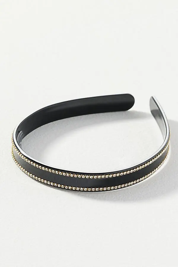 Anthropologie Res Crystal Headband - Black