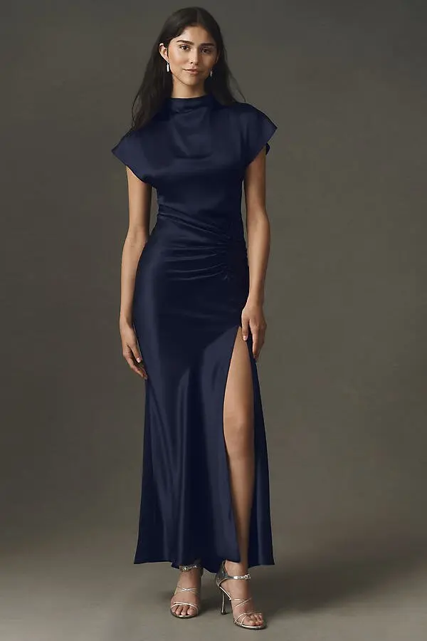 MARE MARE Cade Satin Maxi Dress - Navy