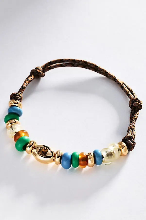 Anthropologie Beaded Ankle Charm Bracelet - Brown