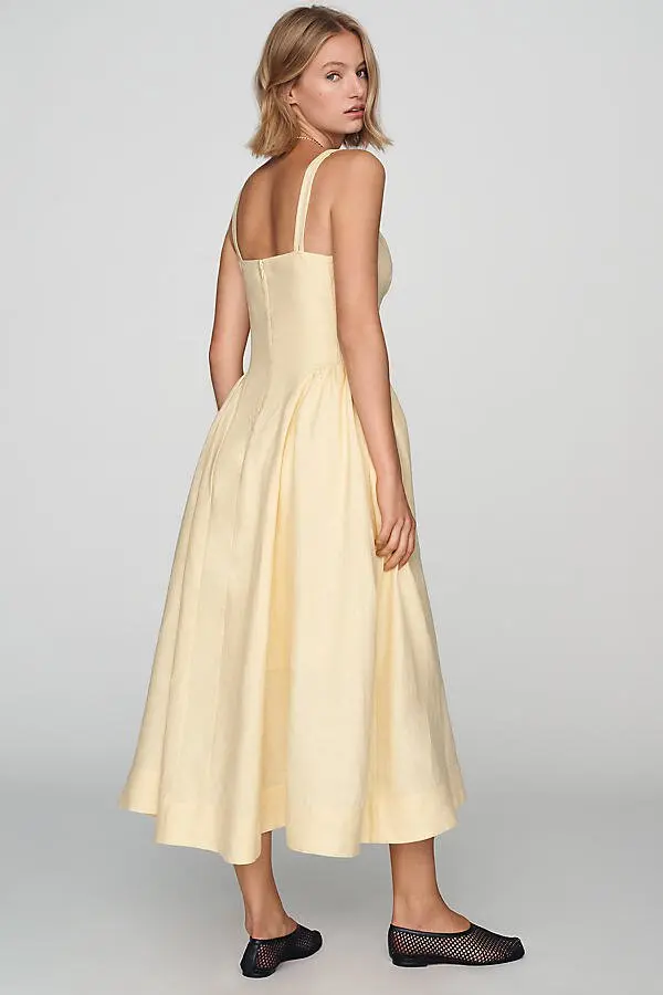 REFORMATION Linen Midi Dress - Ray Of Light