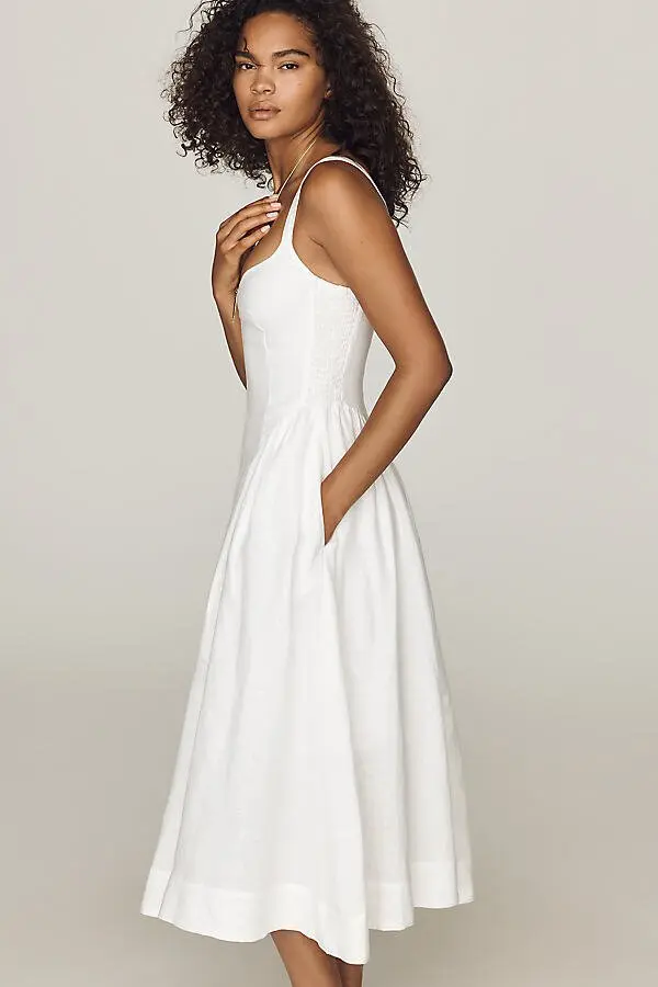REFORMATION Birdie Len Midi Dress