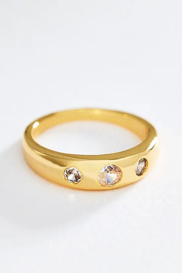 Anthropologie Organic Chunky Gemstone Ring - Gold/clear